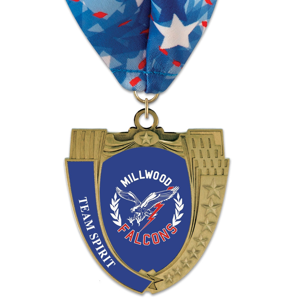 MS14 Mega Shield Printed Award Medal w/ Millennium Neck Ribbon
