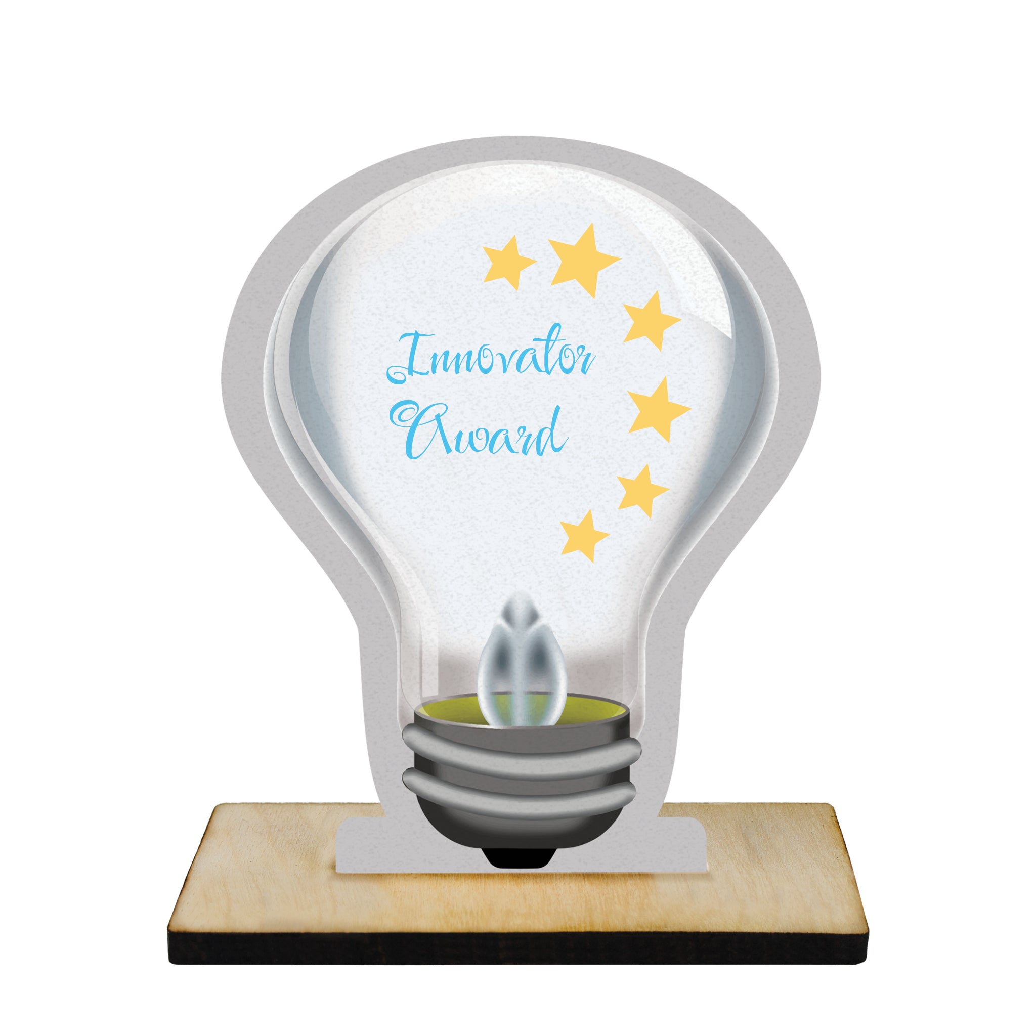 5" Light Bulb Shape Birchwood Award Trophy With Birchwood Base | Image ...